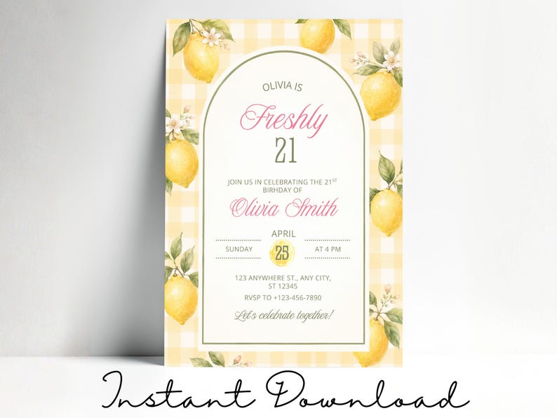 30th Birthday Invitation Canva Template Editable, Freshly 30 Lemon Arch ...