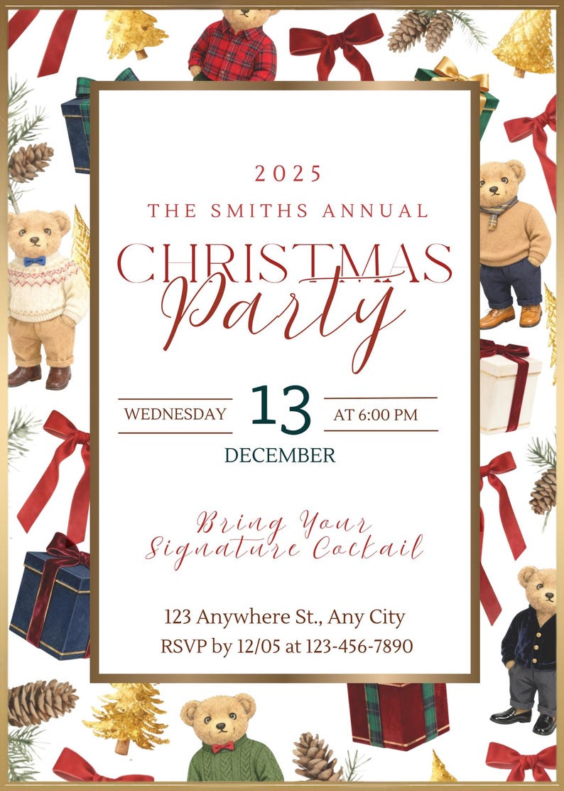 Editable Christmas Party Invitation – Ralph Lauren-inspired Canva ...