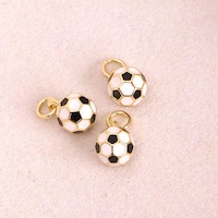 Enamel Football Charm, Gold Filled Star Soccer Ball Sport Theme ...