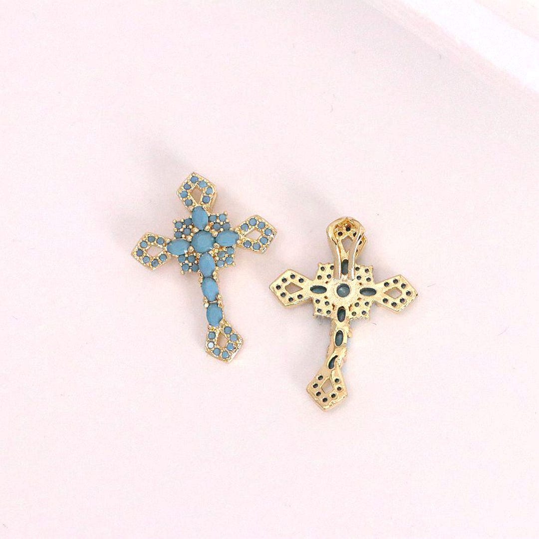 2 colgantes de cruz de oro de 18 quilates, colgante de cruz de ...