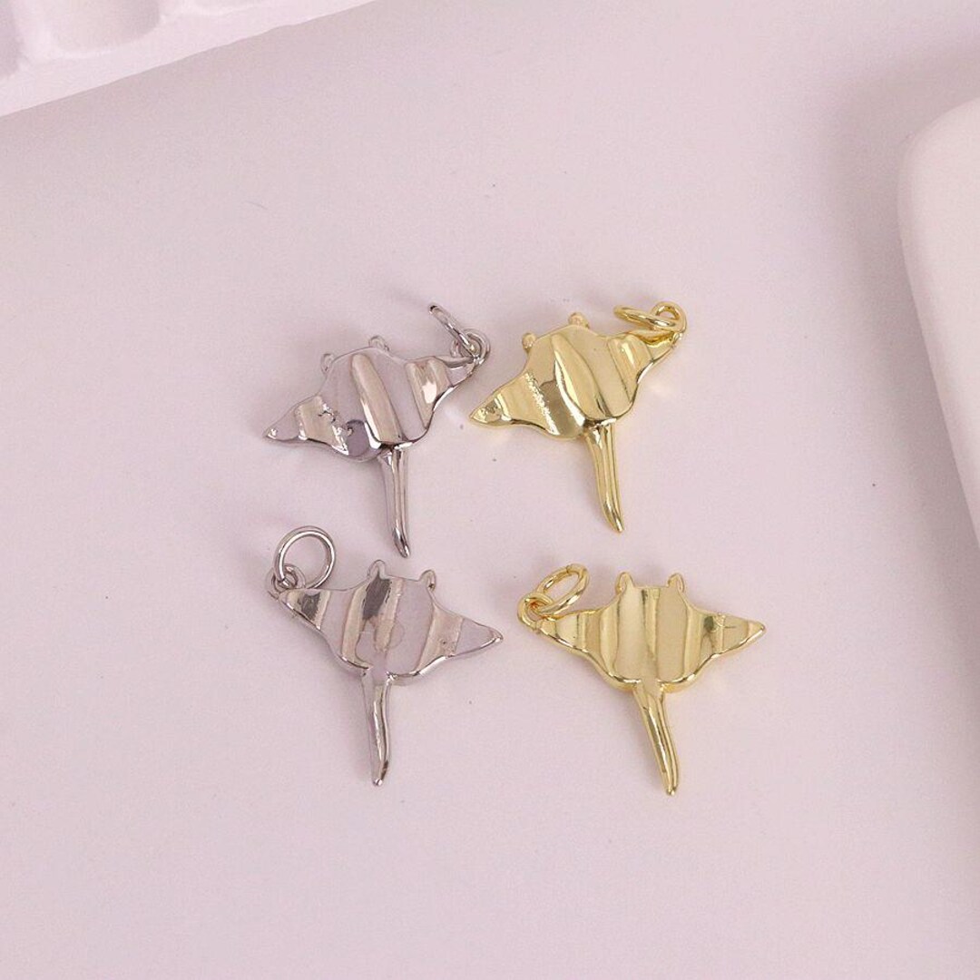 2pcs 18K Gold Manta Ray Pendant,silver Manta Ray Charm,dainty Fish ...