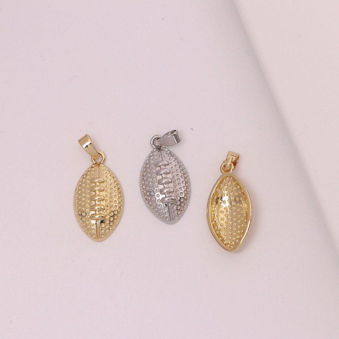 2pcs American Football Ball Pendant,sport Player Charm,18k Gold Ball ...