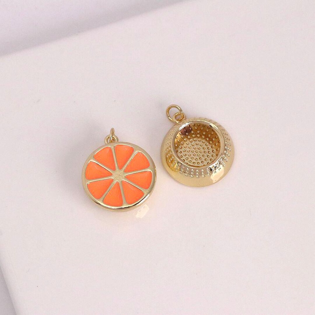 2pcs 18K Gold Enamel Sliced Orange Fruit Pendant,enamel Fruit Charms ...