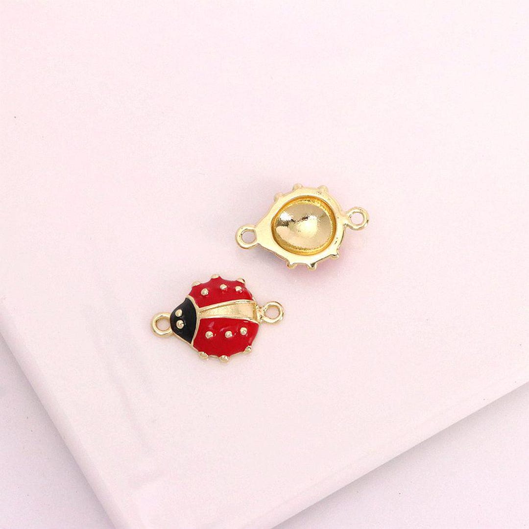 2pcs 18K Gold Ladybug Connector,enamel Ladybug Connector,ladybug ...
