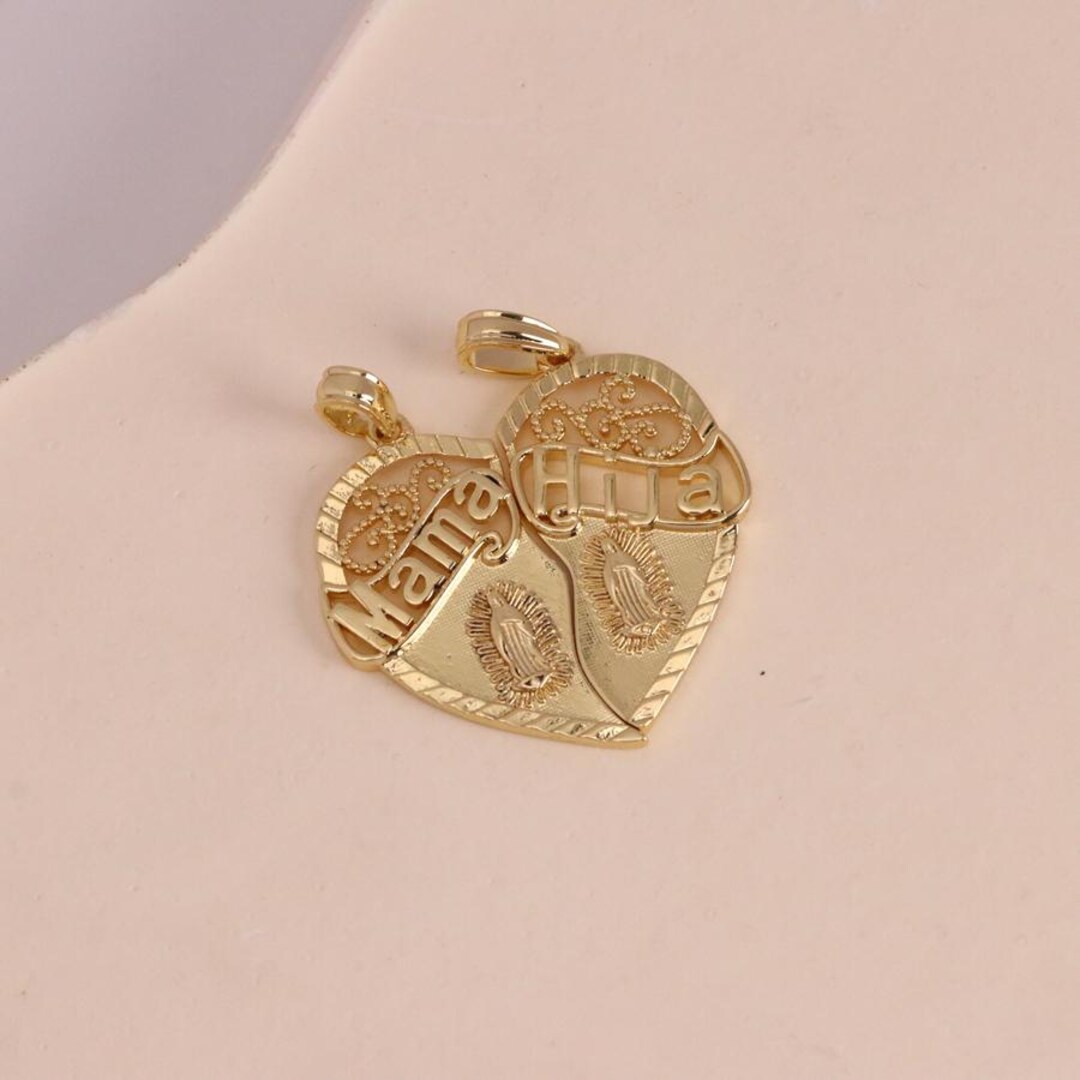 2pcs 18k Gold Split Heart Pendant,mama Hija Couple Pendant Gift for Men ...