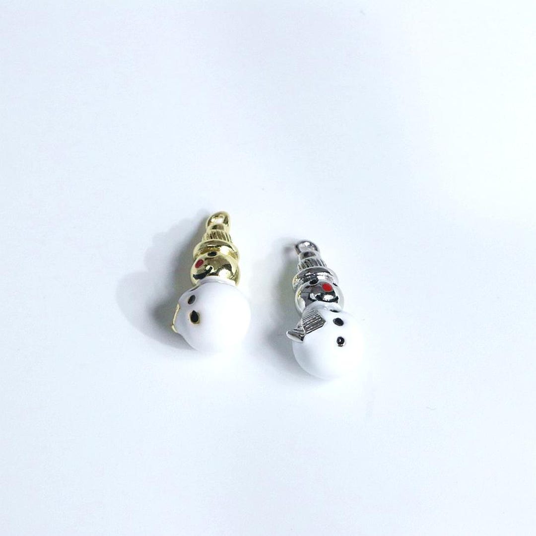 2pcs 18K Gold Filled Snowman Pendant,dainty Enamel Christmas Charms for ...