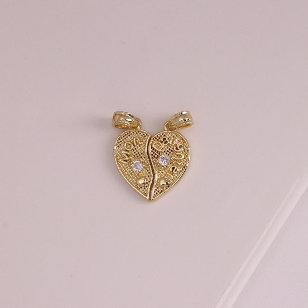 2pcs 18k Gold Heart-shaped Split Pendant, Daughter-mom Pendant , Mother ...