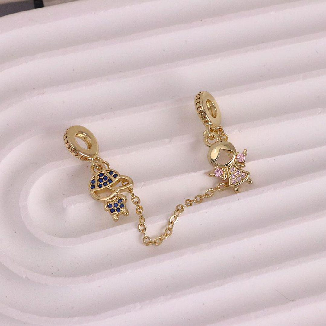 2pcs 18K Gold Zircon Boy and Girl Pendant,boy and Girl Pendant,love ...