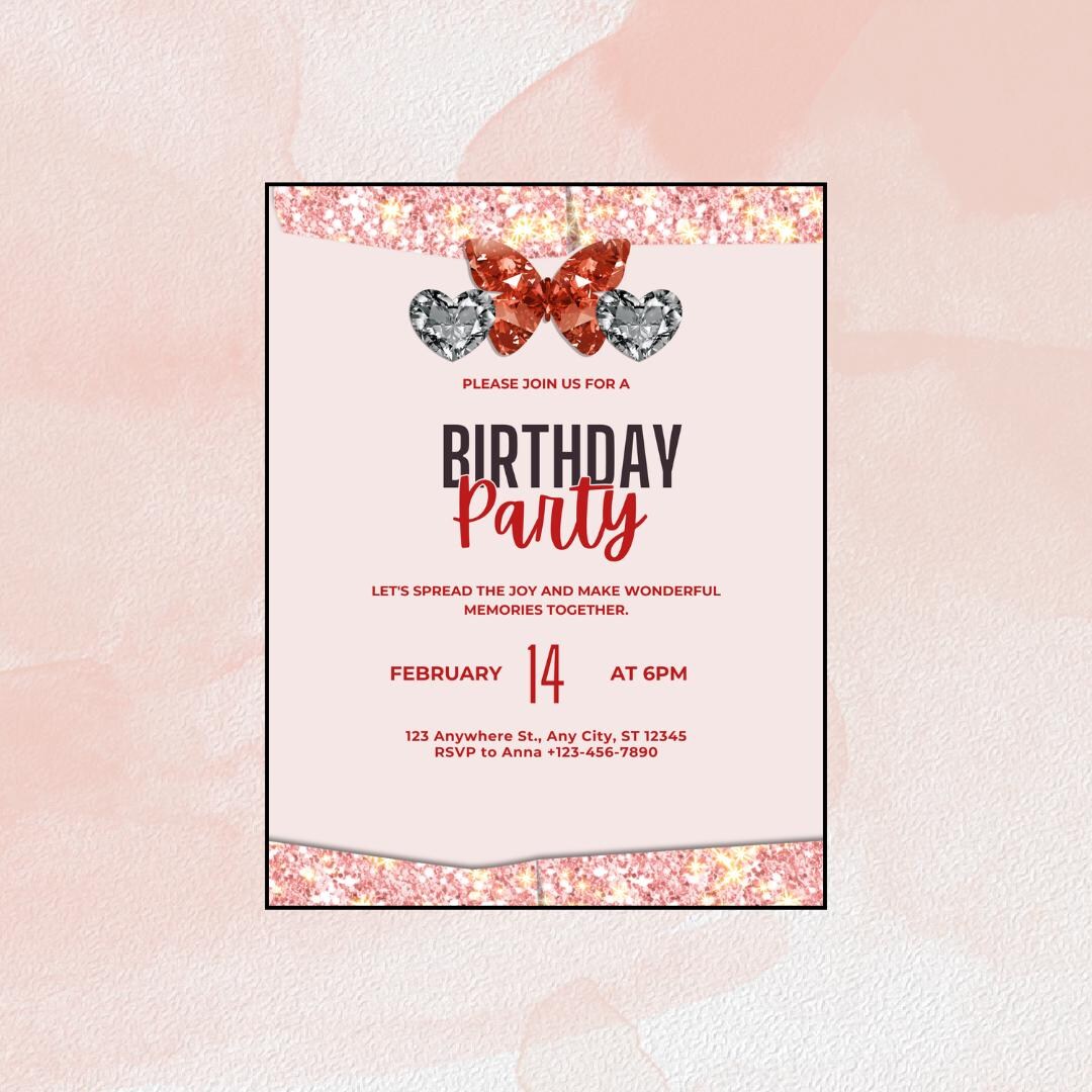 Editable Glitter Birthday Flyer Template Happy Birthday Flyer, Editable ...
