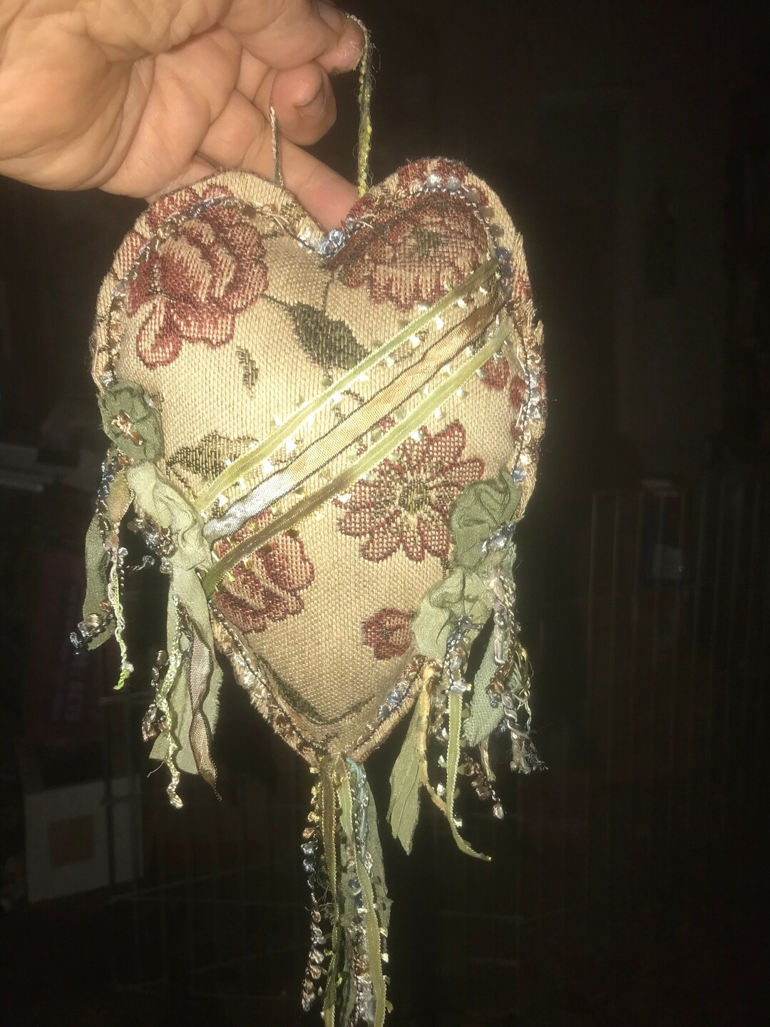 Victorian Style Heart Ornament, Victorian Fabric Heart, Shabby Chic ...