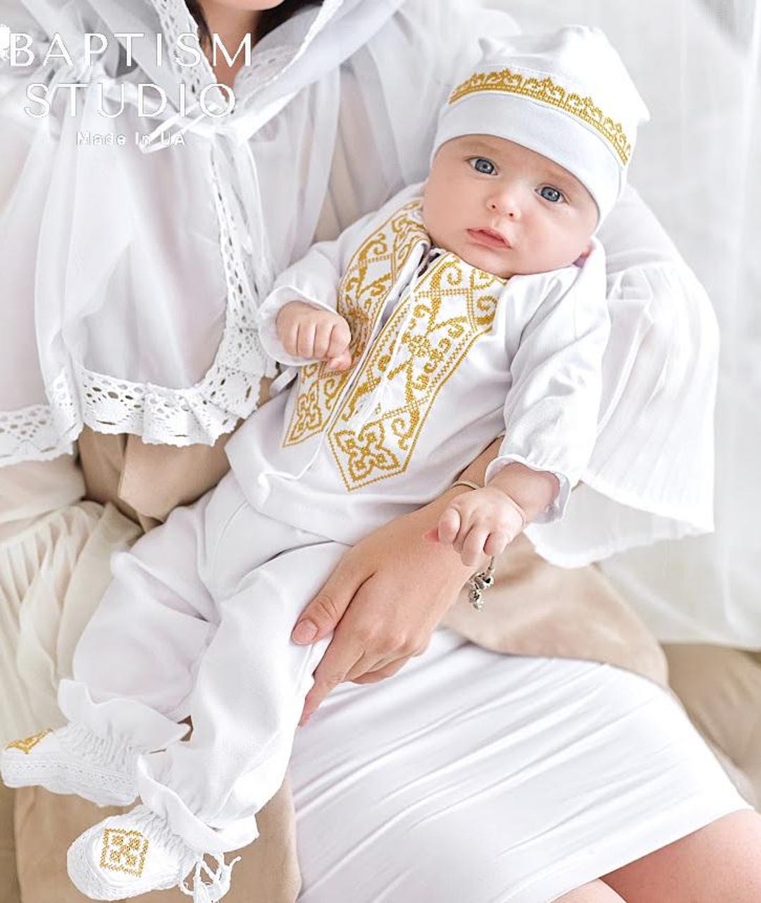Embroidered Baby Boy Christening Outfit: 4-piece Baptism Set - Etsy