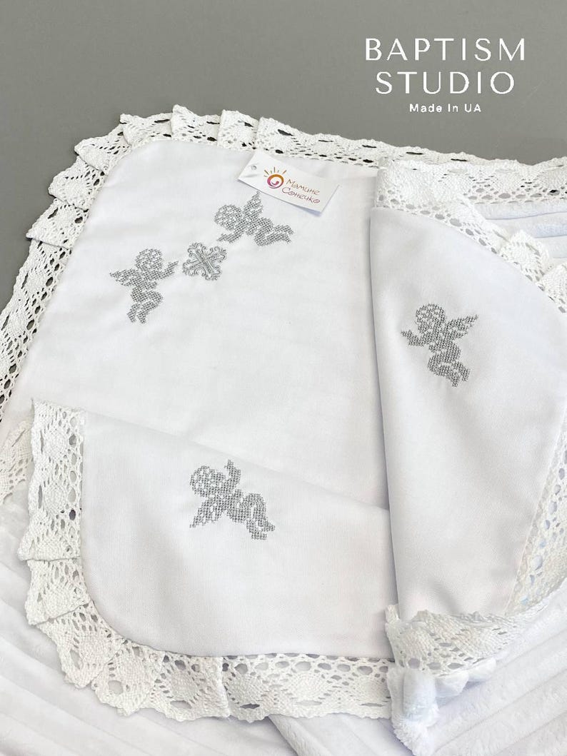 Baptism Blanket – Linen Christening Kryzhma With Angel Embroidery ...