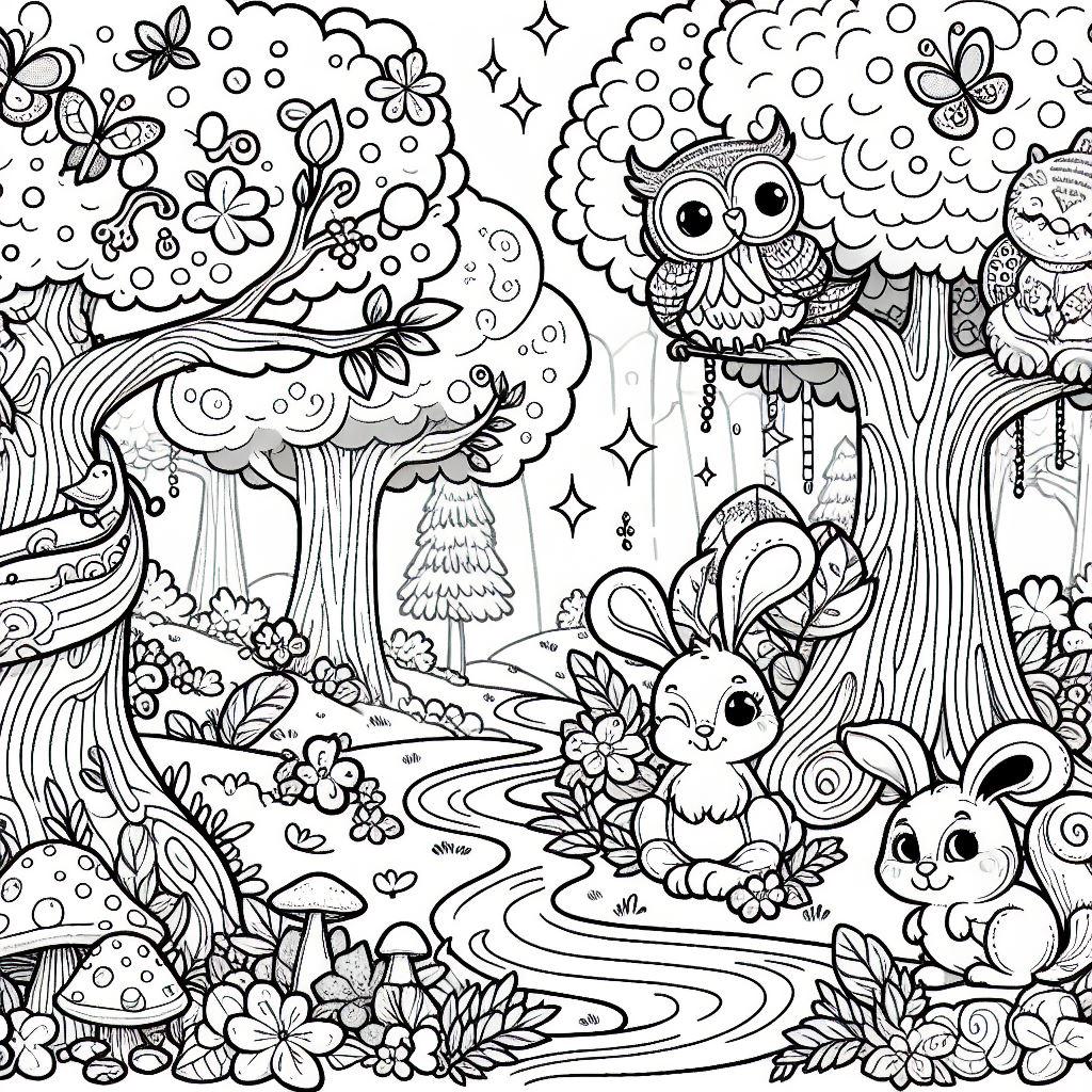 Coloring Book in a Whimsical Forest for Adults and Kids - Etsy