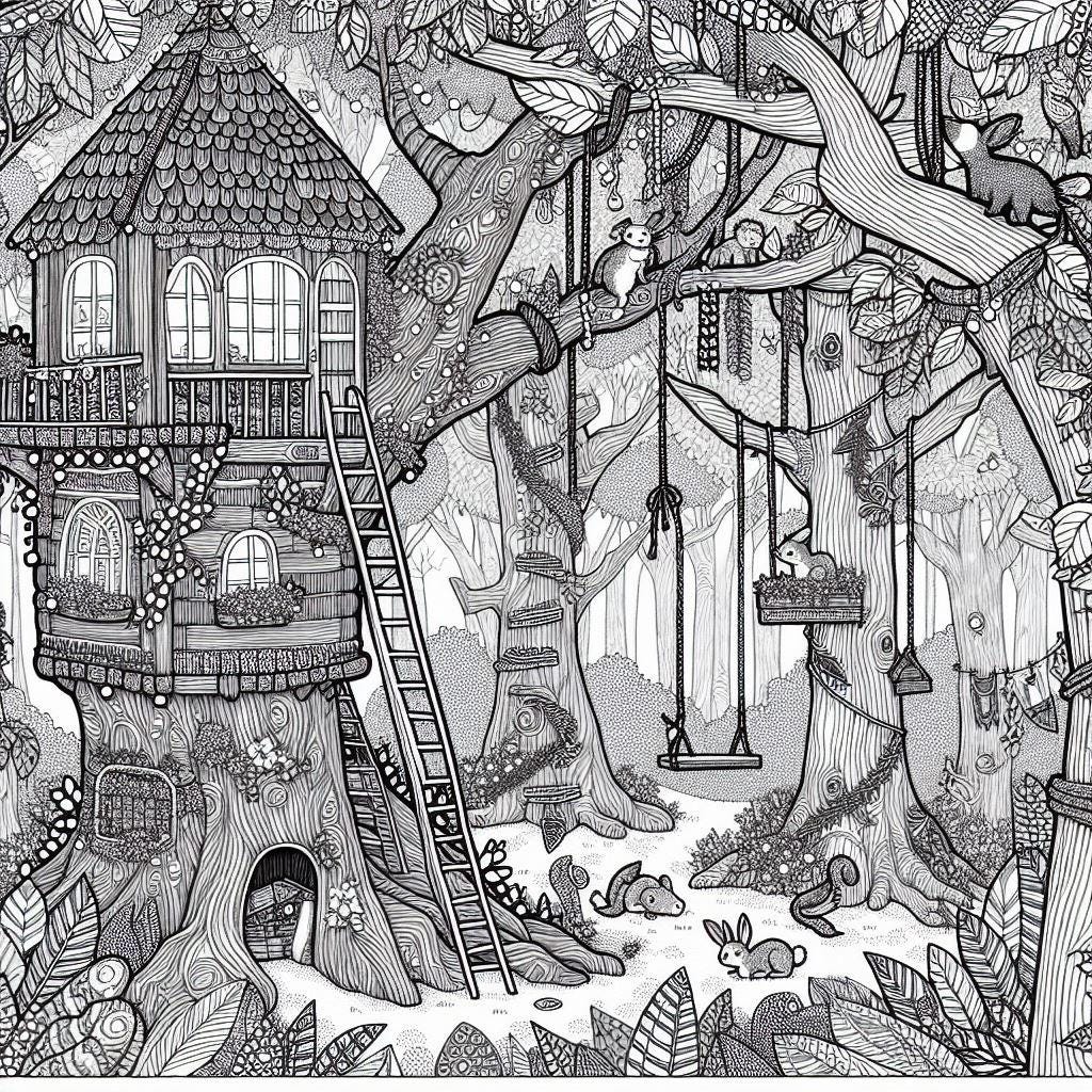 Coloring Book in a Whimsical Forest for Adults and Kids - Etsy
