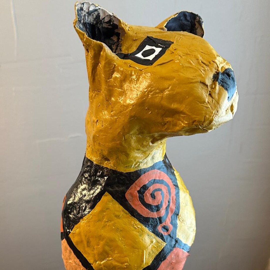 Ancient Egyptian Cat Mummy-inspired Papier Mache Statue With Unique ...