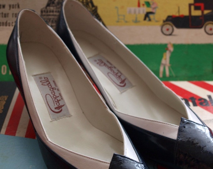 Vintage Cappagallo Black and White Kitten Heel Pumps - Etsy