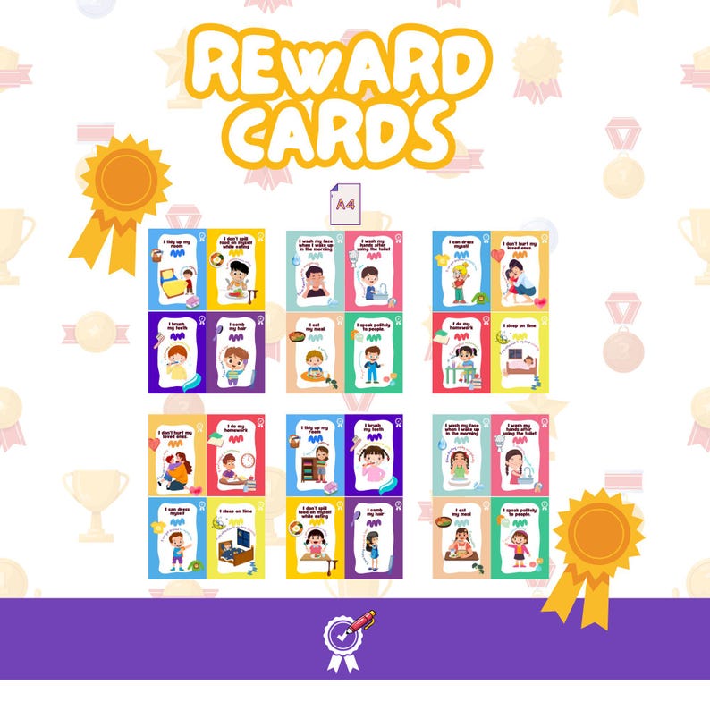 Reward Cards, Printable Reward Cards for Kids, Responsibility Task ...