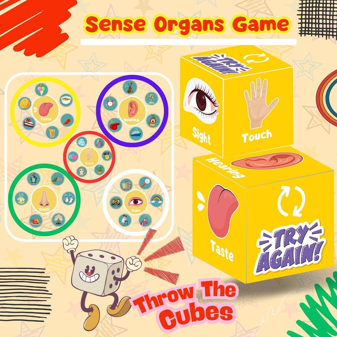 Sensory Organs Game,five Senses Activity, Preschool,kindergarten,busy ...