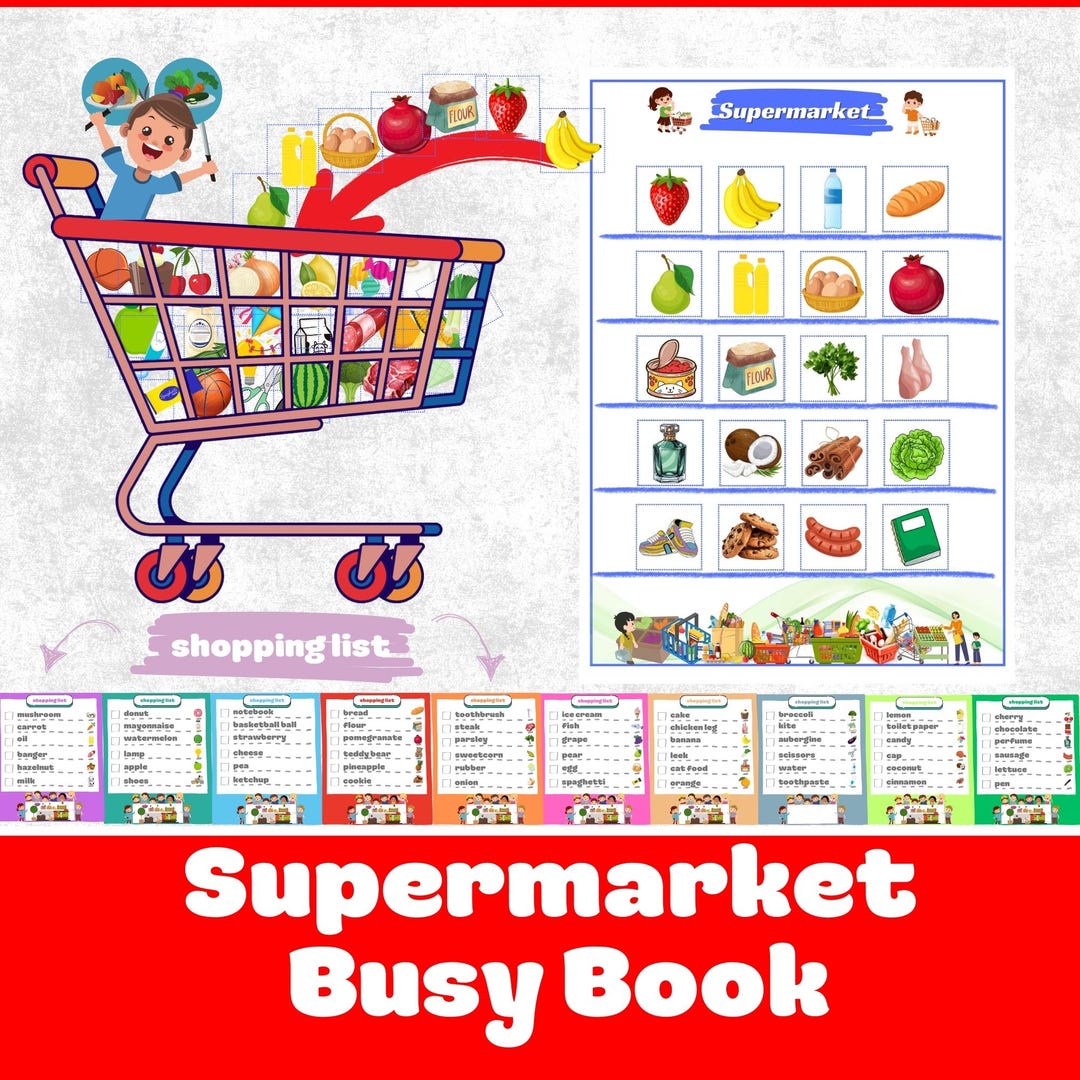 Shopping Busy Book, Supermarket Role-playing Game, Homeschooling ...