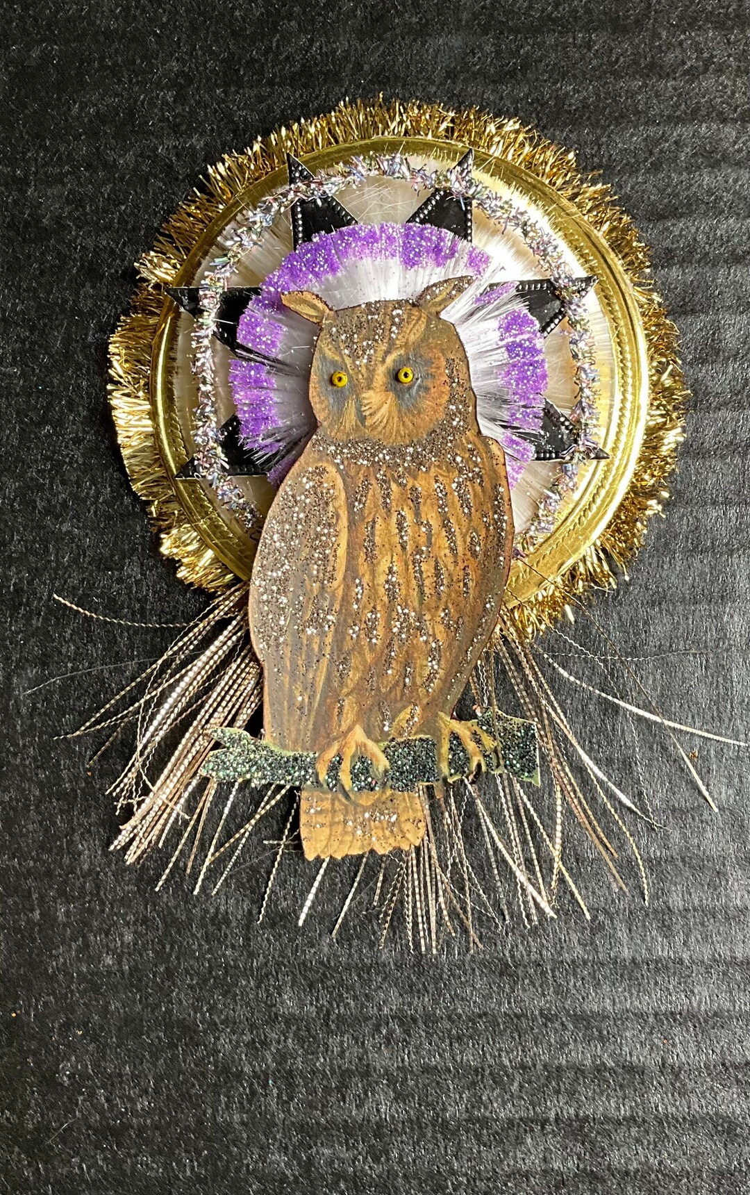 Vintage Look Victorian Halloween Ormament-owl, German Dresdens, Vintage ...