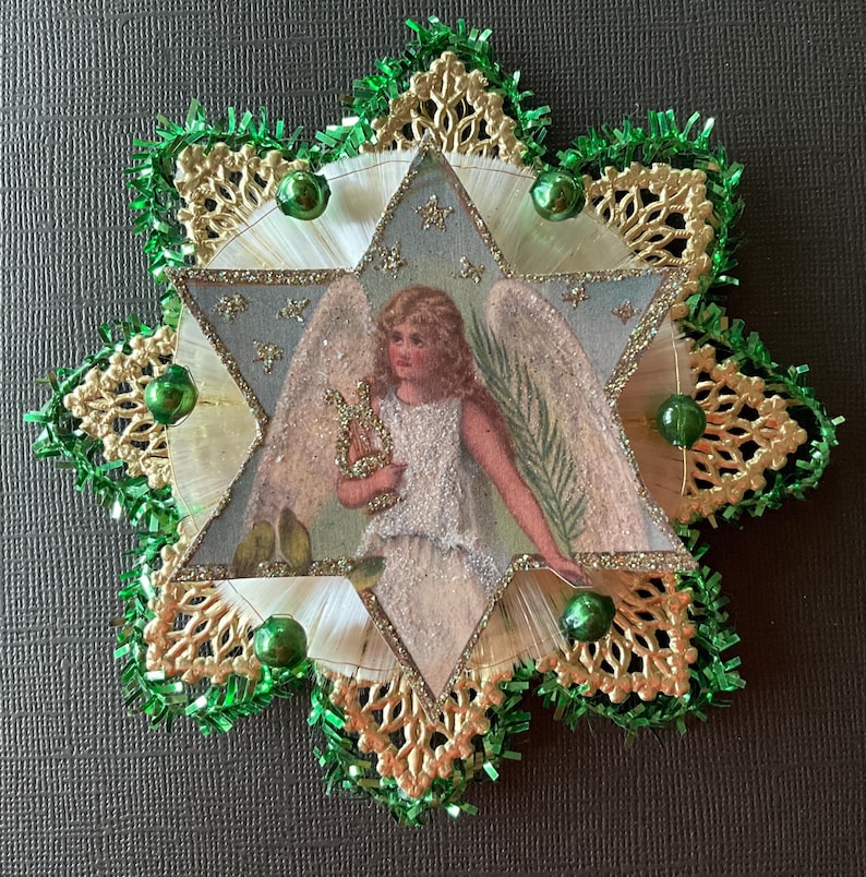 Vintage German Angel Christmas Ornament: Spun Glass & Dresden Star - Etsy