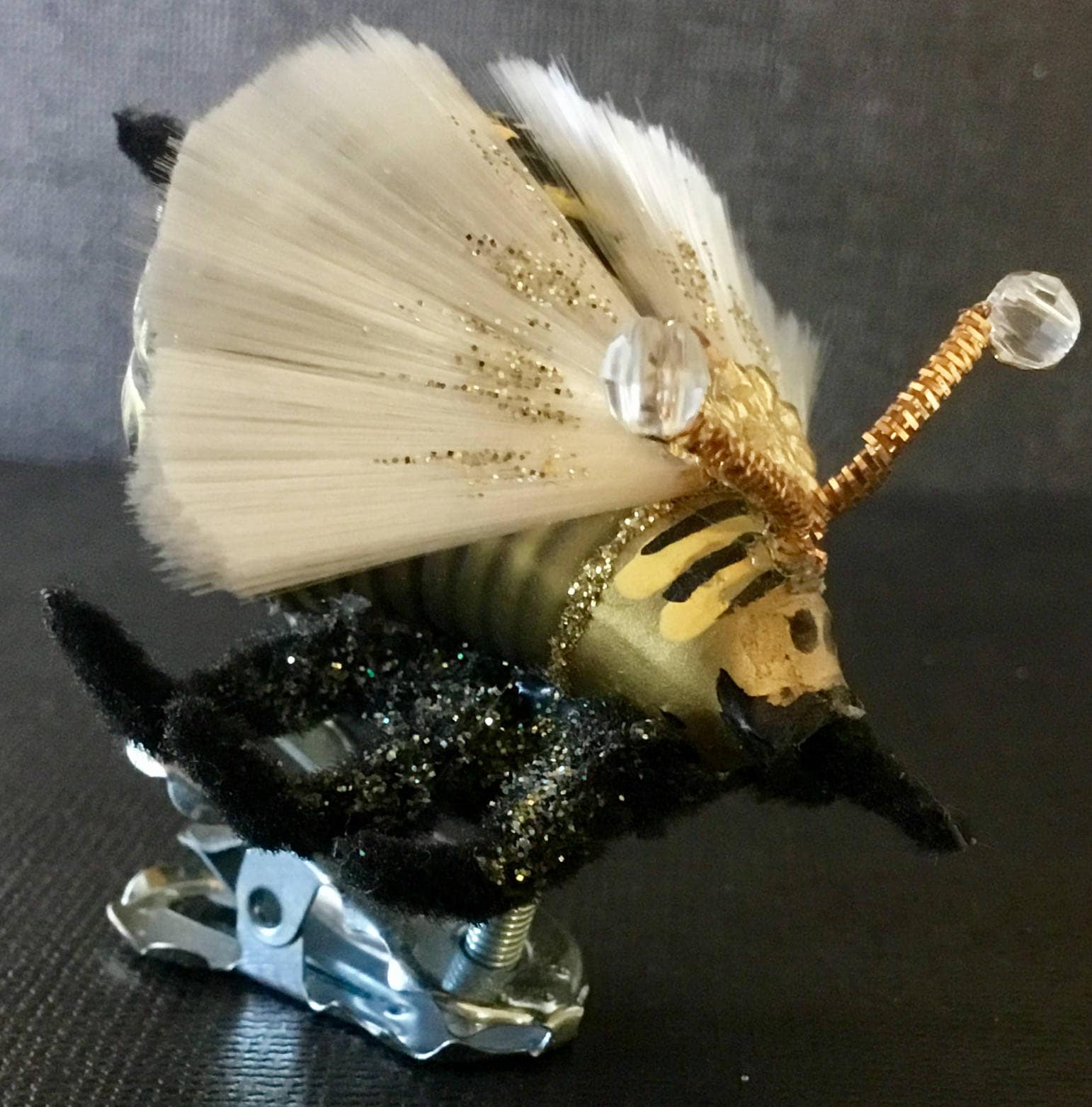 Bumblebee Clip on Christmas Ornament With Spun Glass Wings,large Czech ...