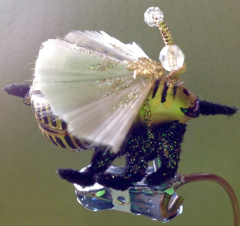 Bumblebee Clip on Christmas Ornament With Spun Glass Wings,large Czech ...