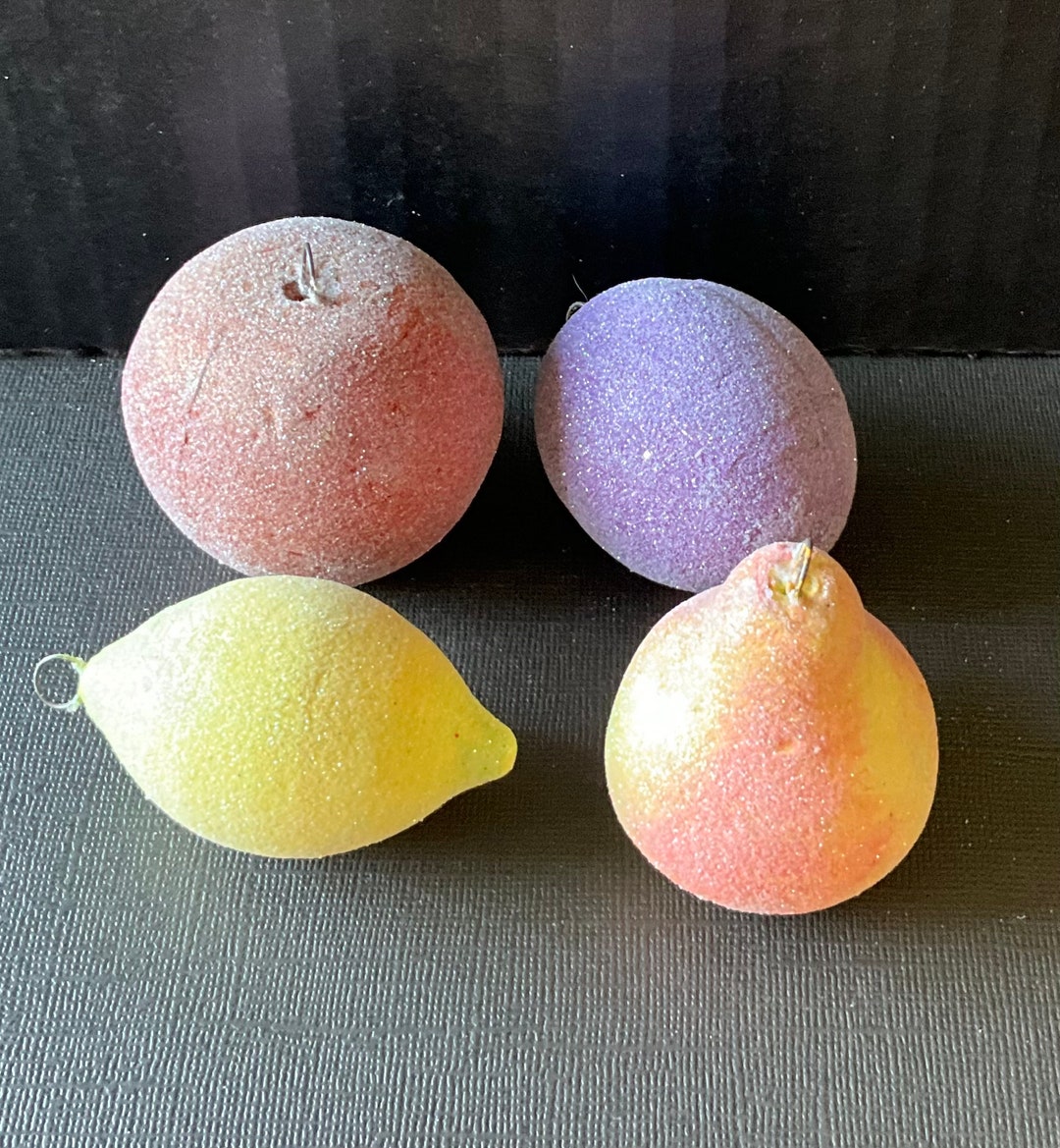 Four Large Spun Cotton Fruit-newly Made-apple Pear Lemon - Etsy