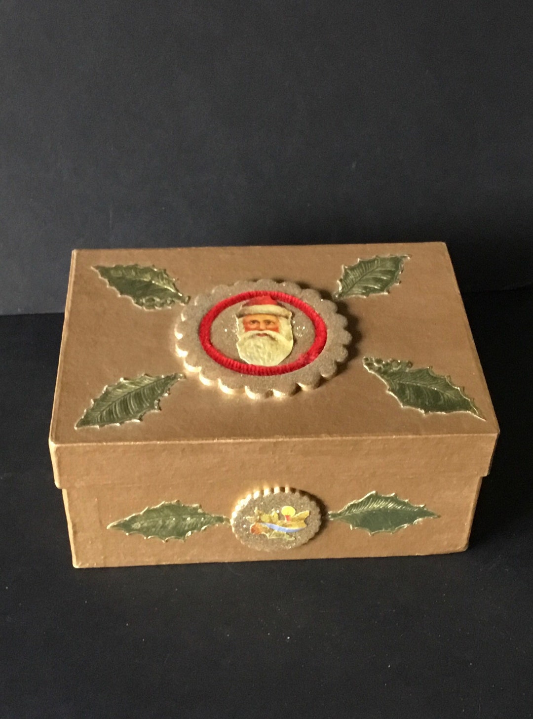 Handmade Christmas Gold Painted Santa Gift Box - Etsy