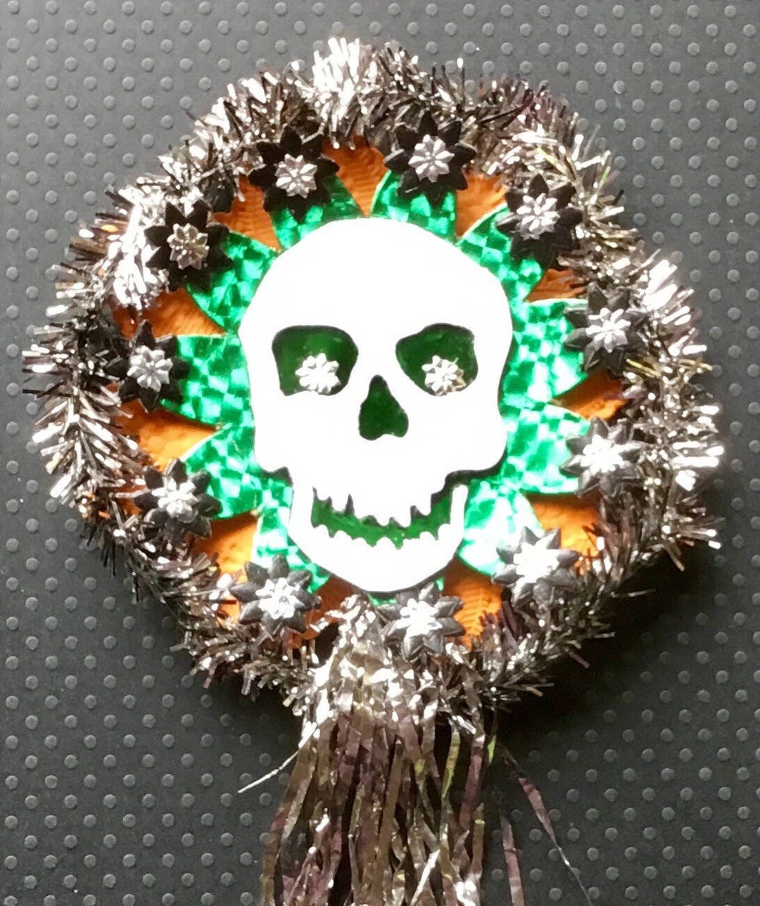 Vintage Look Halloween Ornament: Skull, German Dresden, Tinsel - Etsy