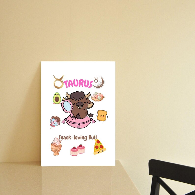 Adorable Taurus Bull Art Print | Zodiac Sign Decor for Your Home - Etsy