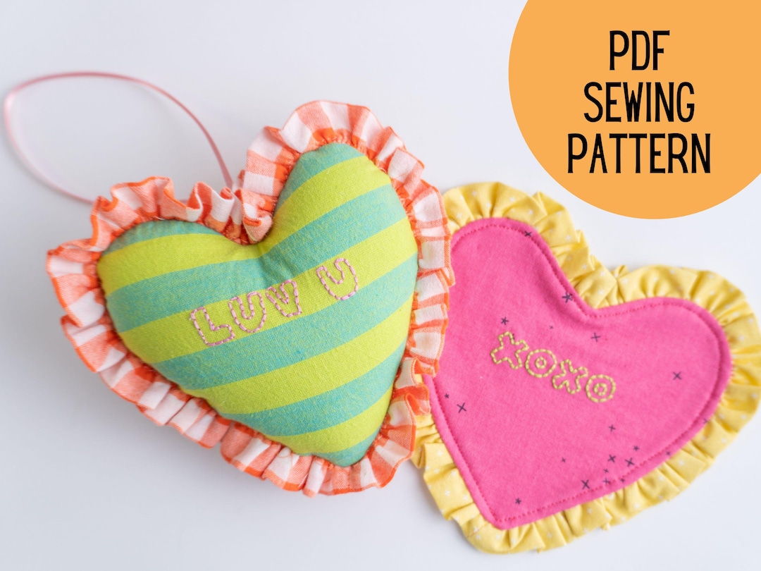 3-in-1 Ruffled Heart Sewing Pattern: Pillow, Ornament, and Coaster (PDF ...
