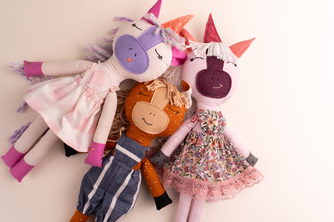 Animal Rag Doll Sewing Pattern Bundle: Giraffe, Frog, Hippo, Horse ...