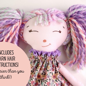 Rag Doll PDF Sewing Pattern With Yarn Hair and Changeable Clothes ...