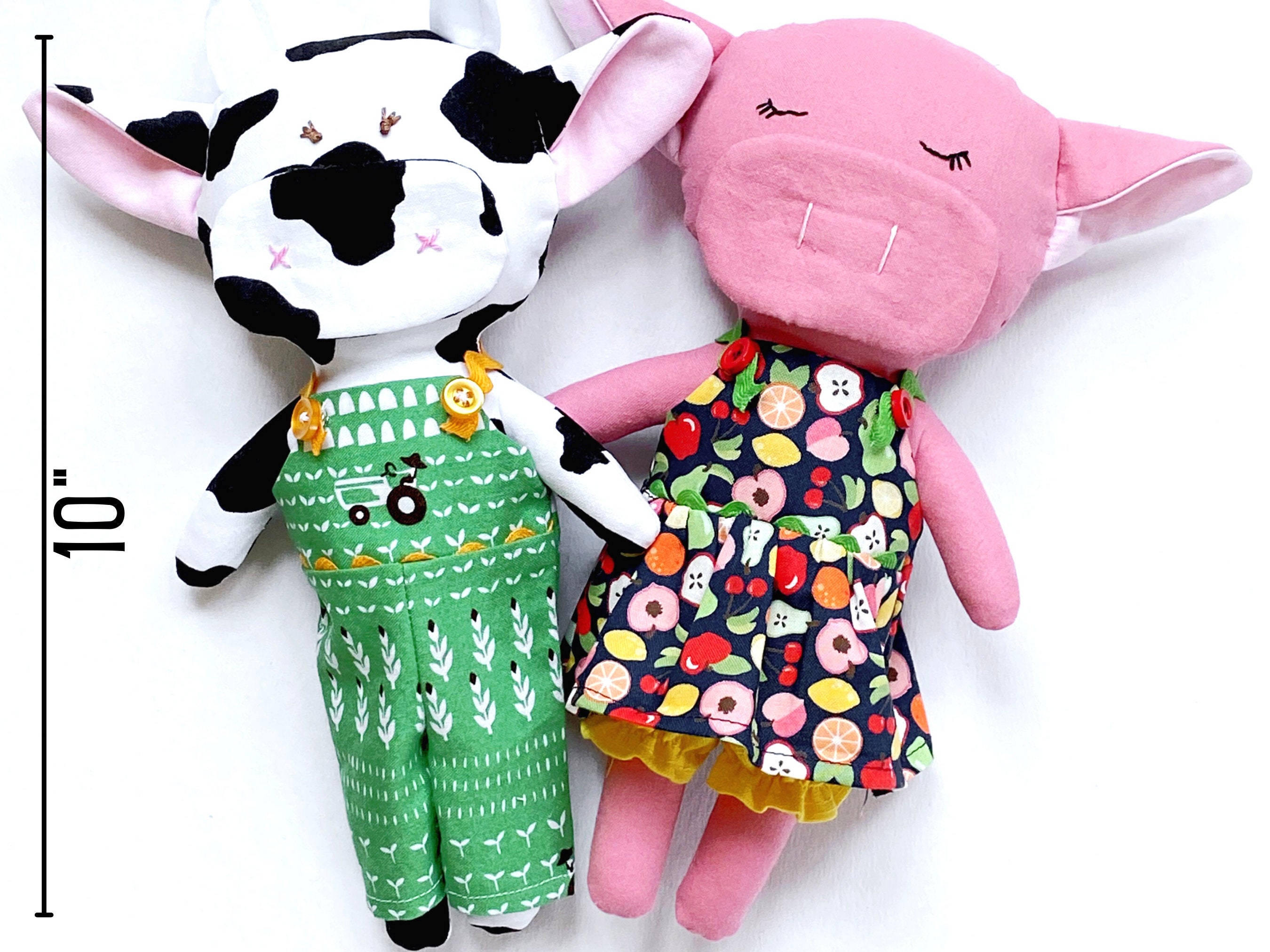 Phoebe Rag Doll Cow & Pig || PDF Sewing Pattern — Pin Cut Sew Studio