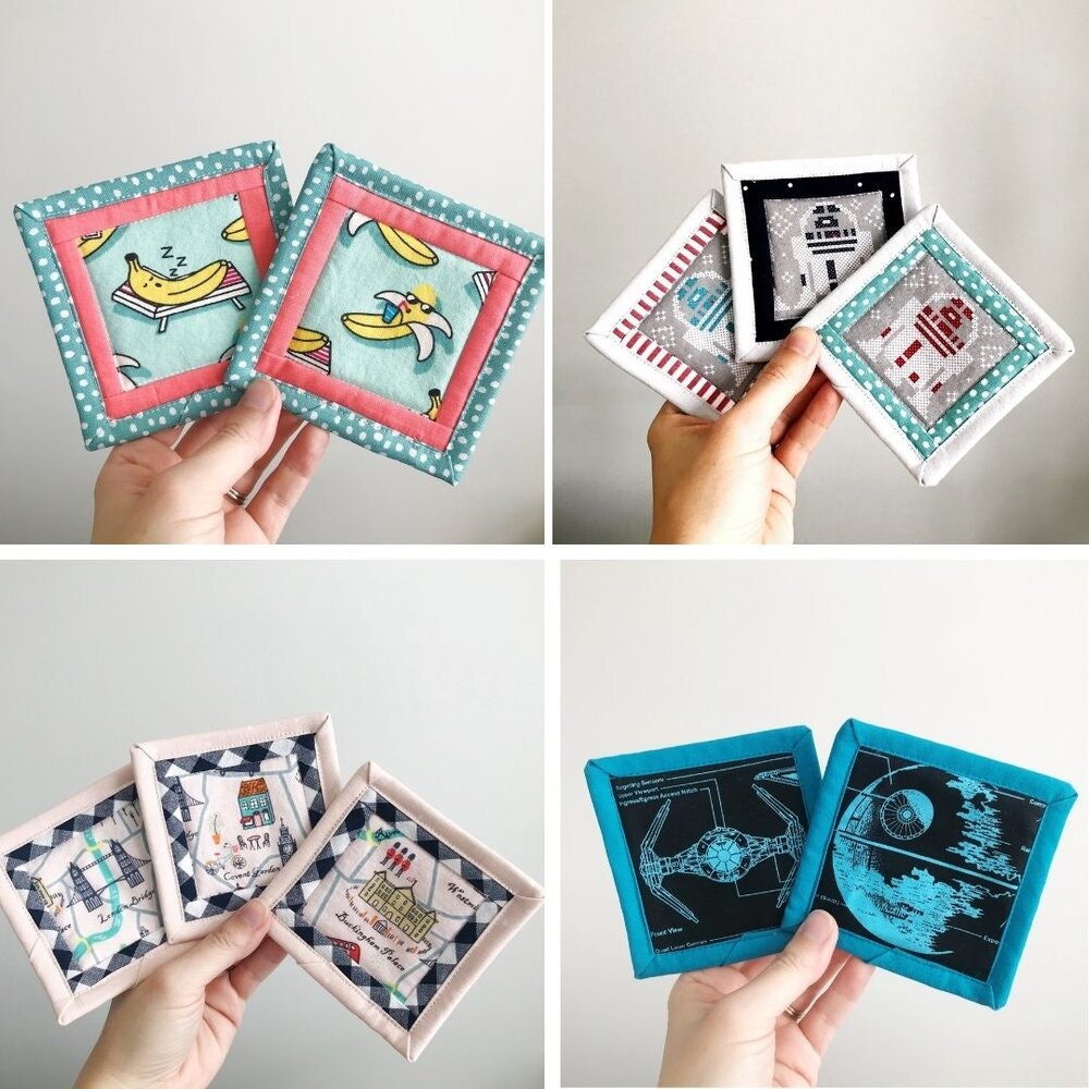 Quilted Fabric Coasters Sewing Pattern || PDF printable tutorial — Pin ...