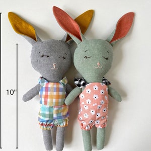 Bunny Doll PDF Sewing Pattern, Animal Rag Doll With Changeable Clothes ...