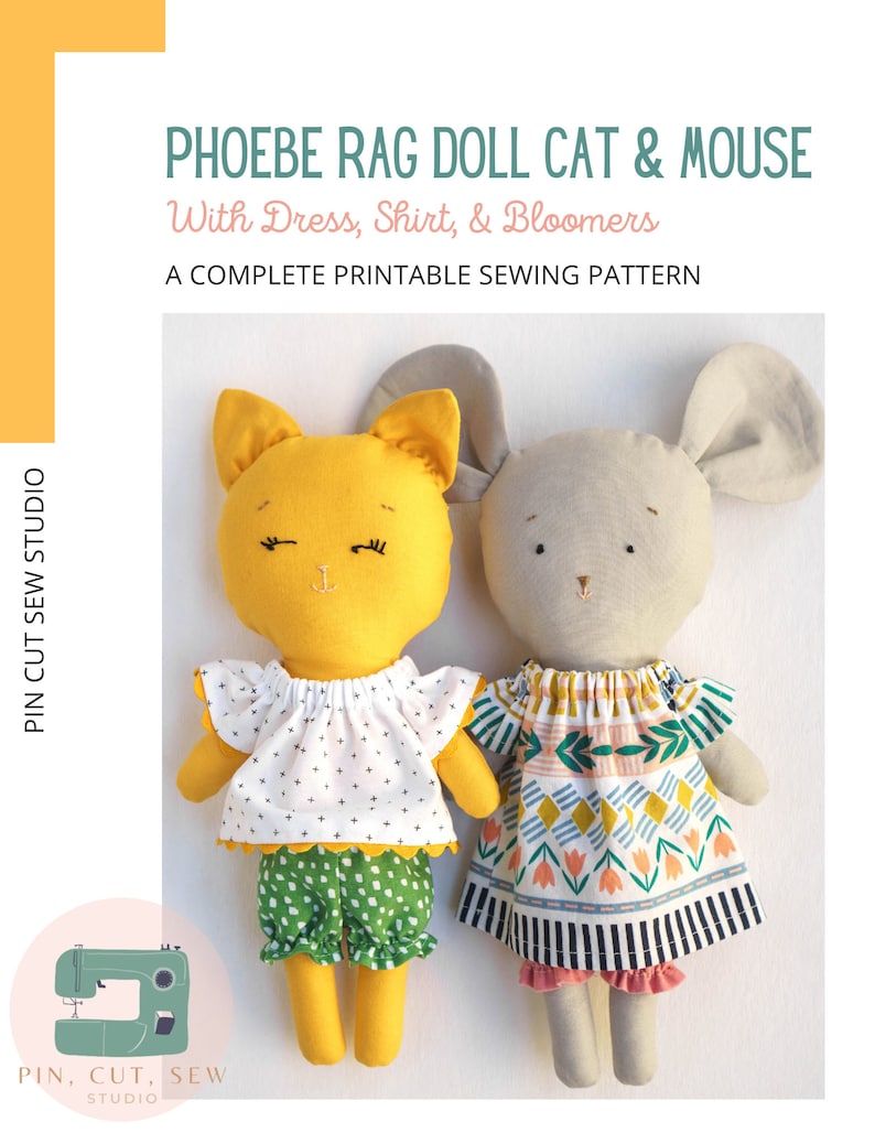 PDF Animal Rag Doll Cat & Mouse Sewing Pattern Phoebe Soft - Etsy