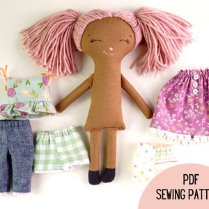 Rag Doll PDF Sewing Pattern With Yarn Hair and Changeable Clothes ...