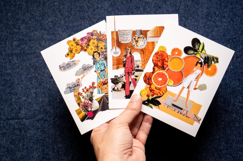 Vintage Sewing Pattern Collage Art Greeting Cards, Pack of 6 With ...