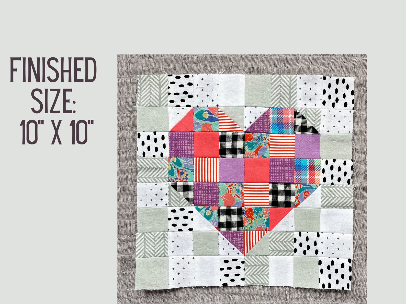 Heart Quilt Block Sewing Pattern, 10" Block Tutorial, Beginner Quilting ...