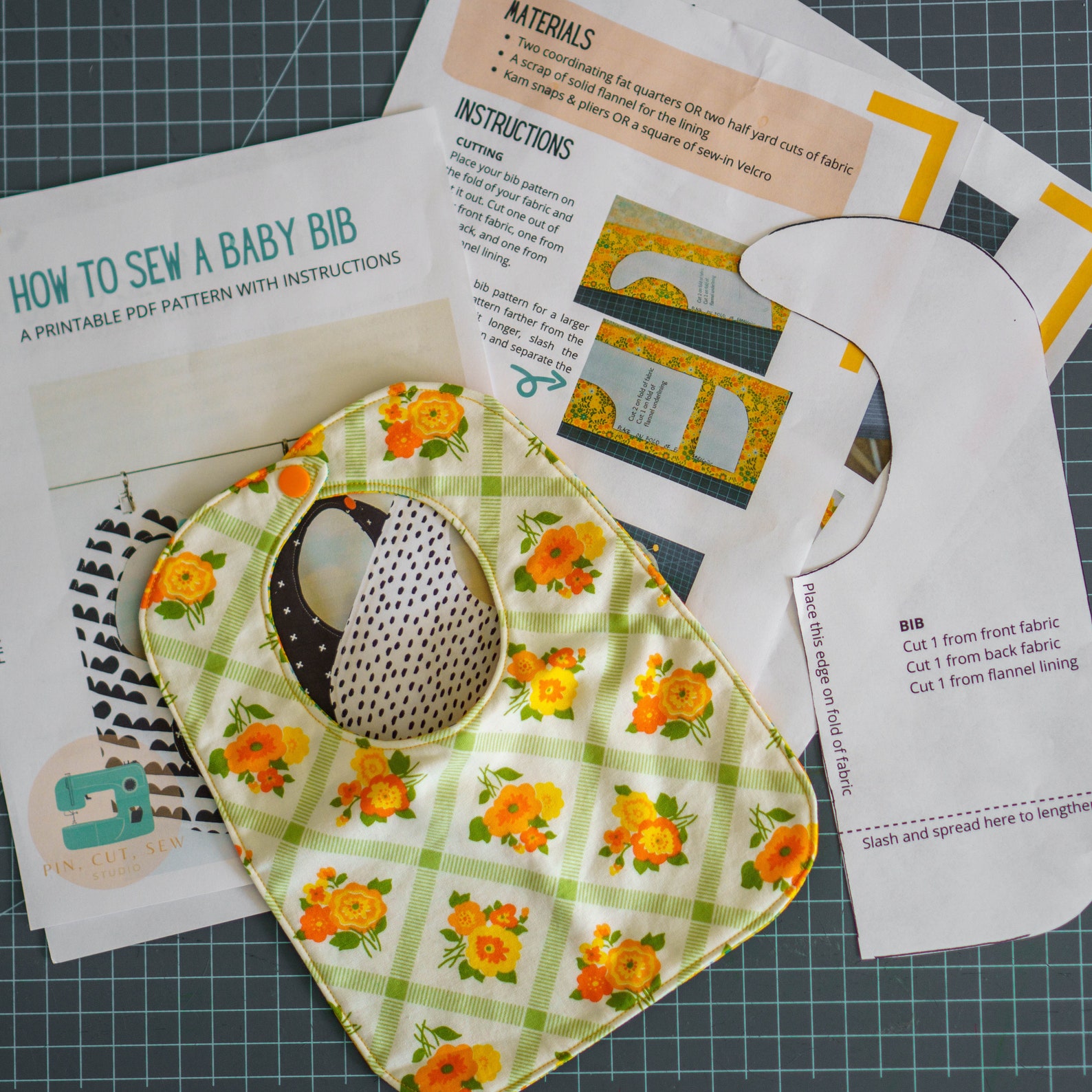 Baby Bib Sewing Pattern, PDF Printable Download Tutorial Easy Handmade ...