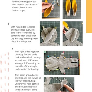 Bunny Doll PDF Sewing Pattern, Animal Rag Doll With Changeable Clothes ...