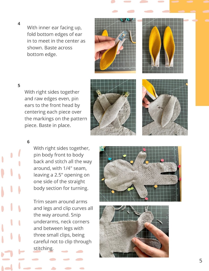 Bunny Doll PDF Sewing Pattern Animal Rag Doll With Changeable - Etsy