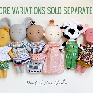 Bunny Doll PDF Sewing Pattern, Animal Rag Doll With Changeable Clothes ...