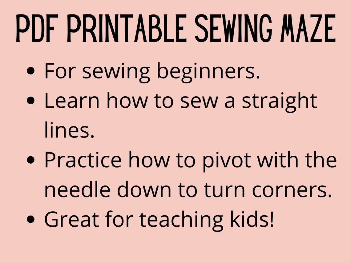 Sewing Maze Printable: Learn to Sew Straight Lines (PDF Download) - Etsy