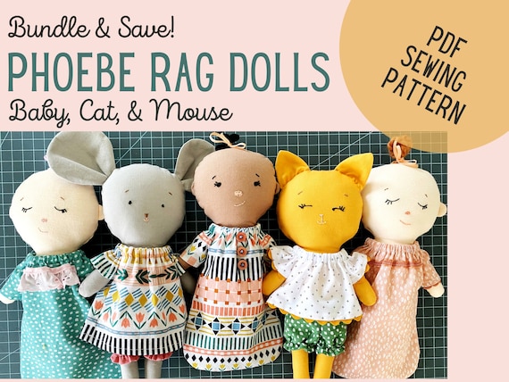 PDF Rag Doll Sewing Pattern Bundle Baby & Animals Phoebe - Etsy UK