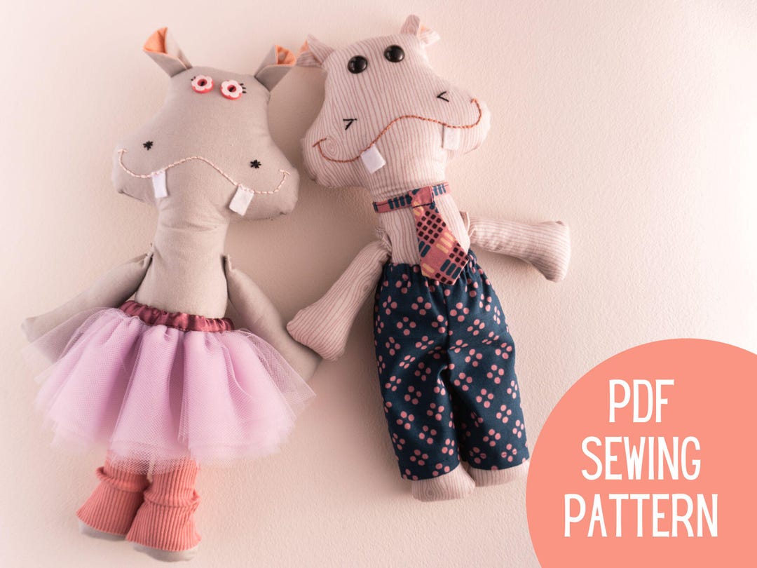 Hippo Rag Doll Sewing Pattern With Clothes (PDF Download) - Etsy