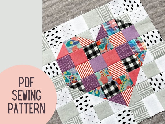 Heart Quilt Block Sewing Pattern 10 Block Tutorial - Etsy
