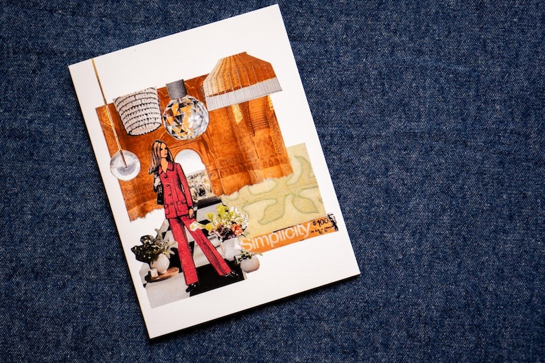Vintage Sewing Pattern Collage Art Greeting Cards, Pack of 6 With ...